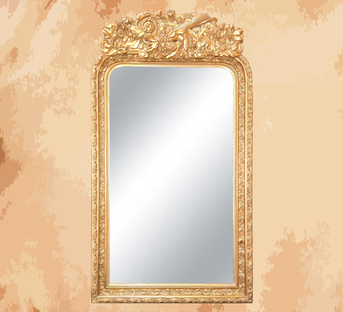 (golden corn) Golden mirror with luxurious carving on top 175 x 120 ...