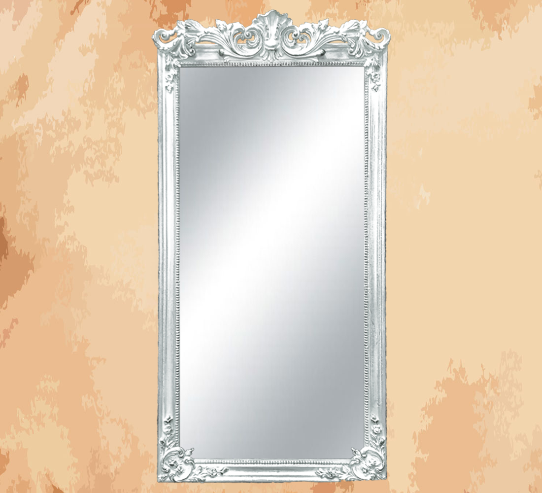(Ice feeling) Rectangular mirror, colored more like snow than silver ...